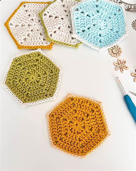 Easy Hexagon Crochet Coasters - My Crochet Space