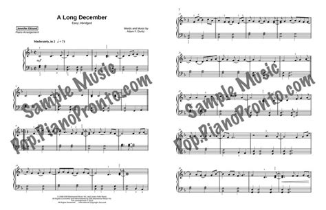 Counting Crows Sheet Music: "A Long December" | Piano Pronto Publishing