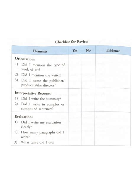 Checklist For Review Text | PDF