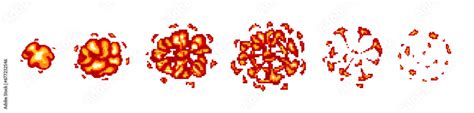 8 bit game pixel explosion animation. Retro game explosion fire. Stock ...