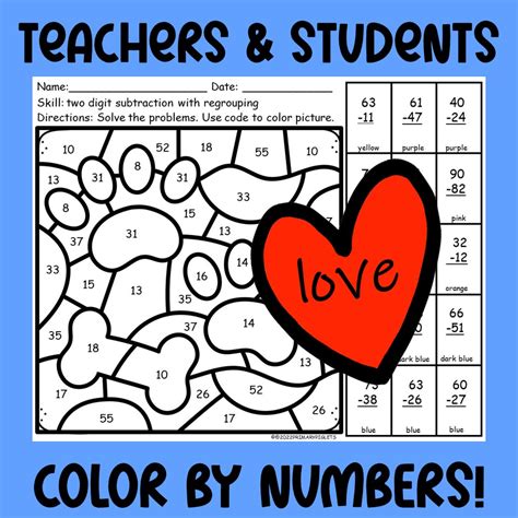 2 DIGIT SUBTRACTION WITH REGROUPING | COLOR BY NUMBER | COLOR BY CODE ...