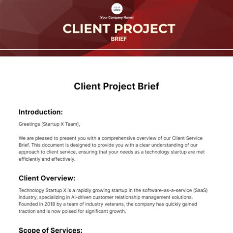 Image result for Client Brief Examples