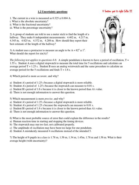 Image result for Physics Uncertainty Questions