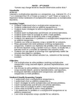 Image result for 4th Grade Lesson Math Template