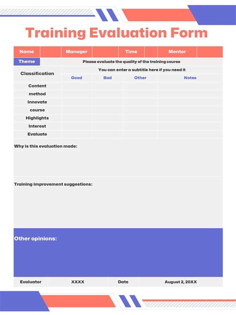 Image result for Training Class Evaluation Form Sample