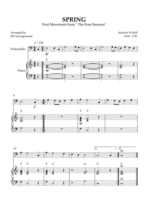 Image result for Vivaldi Spring Cello Sheet