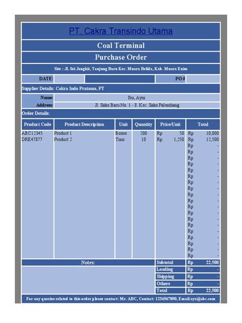 Purchase Order Template Format | PDF