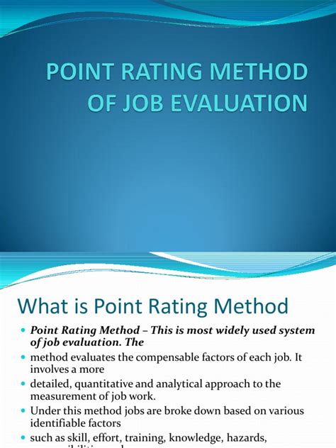 Image result for Point Method Job Evaluation Sample