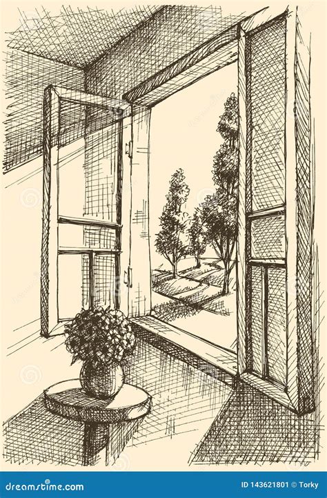 Image result for View From a Window Drawing