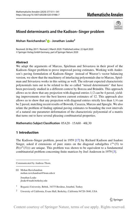 Image result for Kadison-Singer Problem