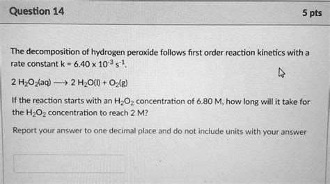 Image result for Decomposition of H2O2 Follows First Order