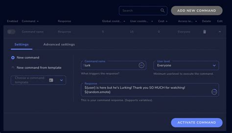 Image result for How to Add Lurk Command Streamelements
