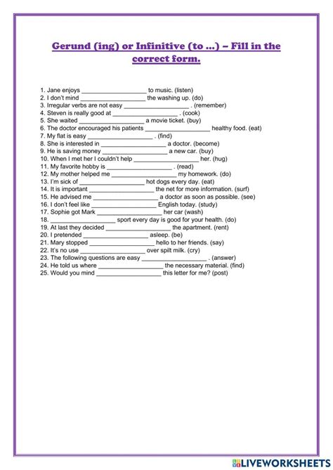 Image result for To-Infinitive Exercise