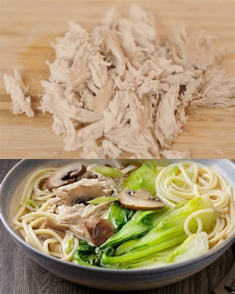 Chicken, Mushroom, and Pak Choi Noodles Broth