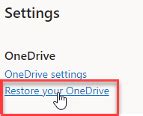 Image result for One Drive Restore Setting