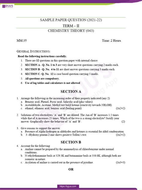 Image result for CBSE Class 12 Term 2 Chemistry Sample Paper