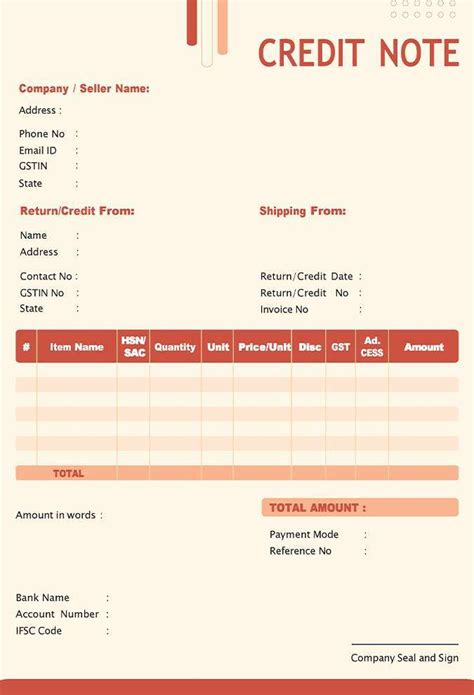 Image result for Example of Credit Note Negative Total