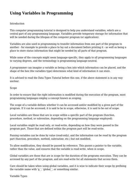 Image result for Different Types of Variables in Programming