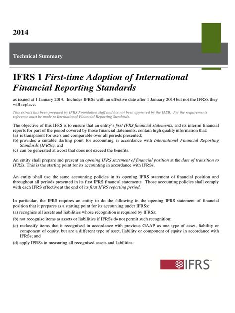 Image result for IFRS 1 Explained