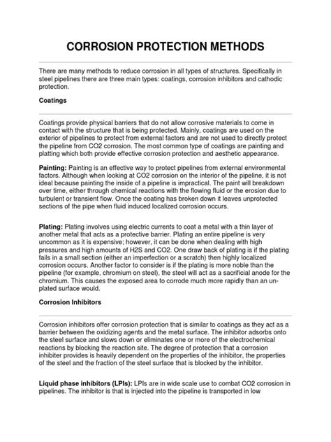Corrosion Protection Methods | PDF | Corrosion | Anode