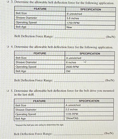 Image result for Belt Deflection Force Formula