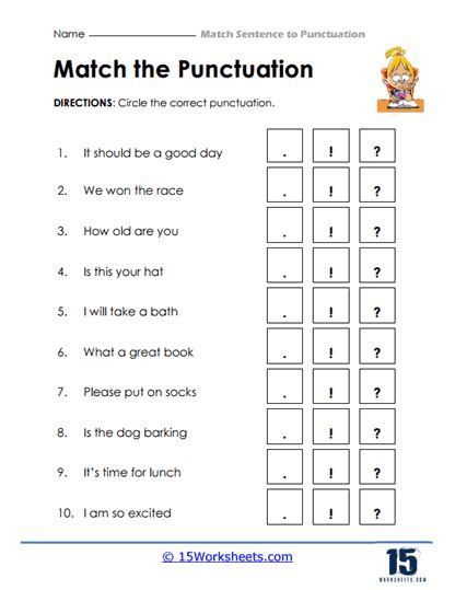 Image result for Punctuating Sentences Worksheet