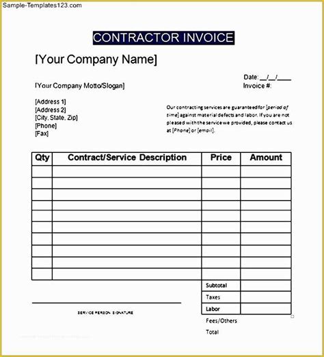Image result for General Contractor Invoice Template