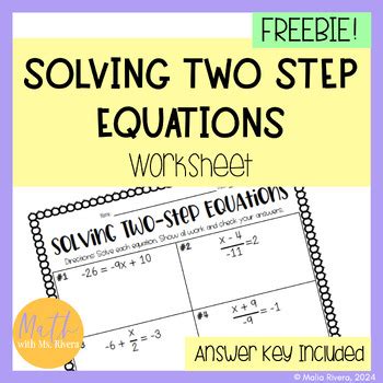 Image result for 2 Step Equations Worksheet 7th Grade Math PDF