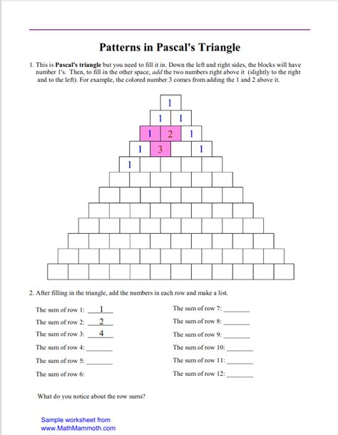 Image result for Pascal Triangle Printable