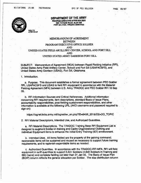 Image result for Army Mou Example