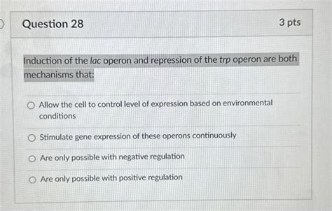 Solved Induction of the lac operon and repression of the trp | Chegg.com