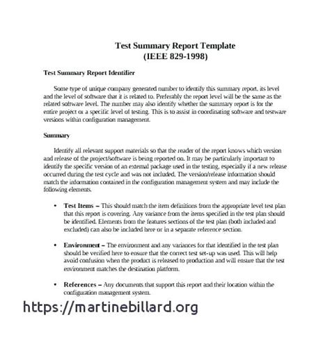 Image result for Test Summary Report Example
