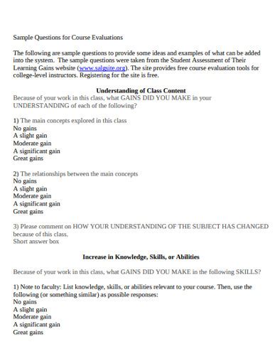 Image result for Class Evaluation Questions