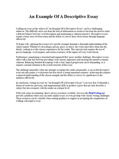 Image result for Example of a Basic Descriptive Essay