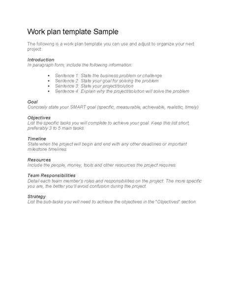 Image result for Work Plan Sample