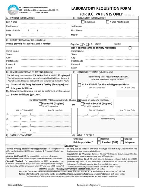 Image result for Clinical Lab Requisition Form