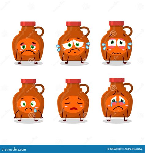 Maple Syrup Cartoon Character with Sad Expression Stock Vector ...