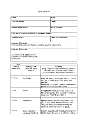 Image result for GCSE Creative Writing Example 40 40 Model Answer