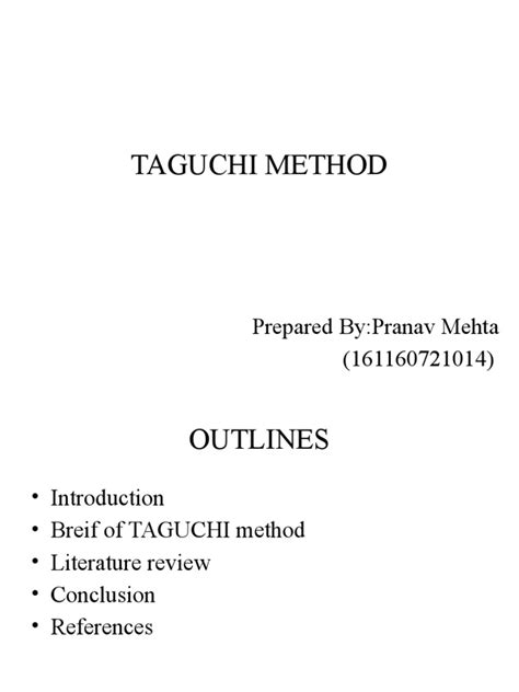 Image result for Taguchi Methods Lecture Notes