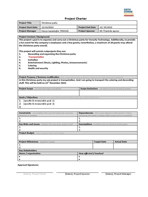 Project Charter Template 201902 v2-2 | PDF