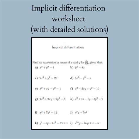 Image result for Implicit Differentiation Worksheet
