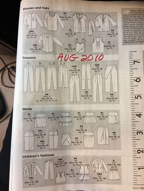 Image result for Burda Pattern Size Chart