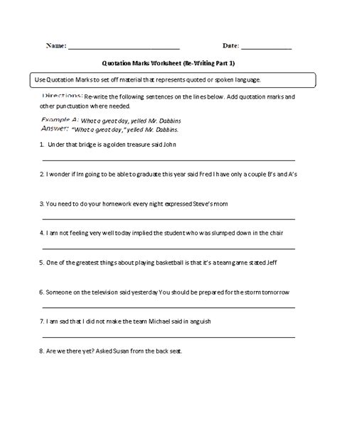 Image result for Quotation Mark Paragraph Worksheet