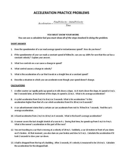 Image result for Acceleration Problems