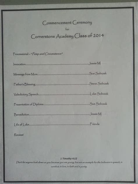 Image result for Middle School Graduation Program Sample