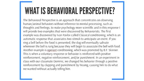 Image result for Behavioral Perspective Definition