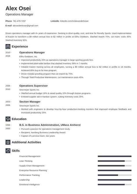 Image result for Operations Management Resume Examples