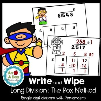 Long Division: Box Method Task Cards- WITH remainders | TpT