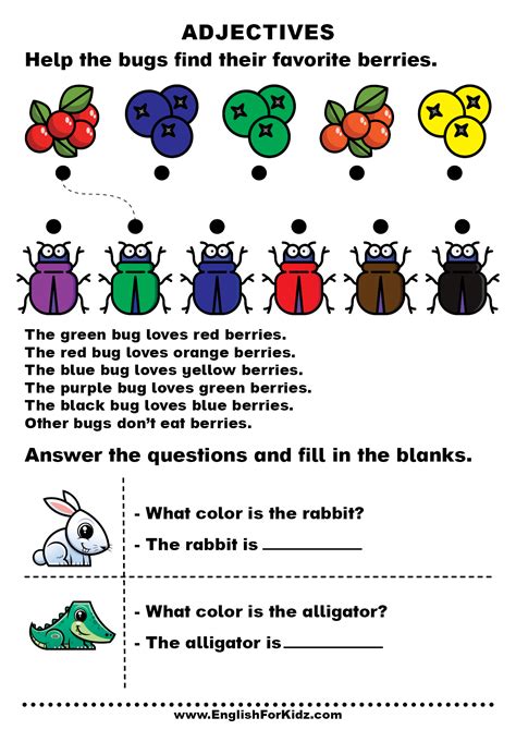 Image result for Color Adjectives Worksheet