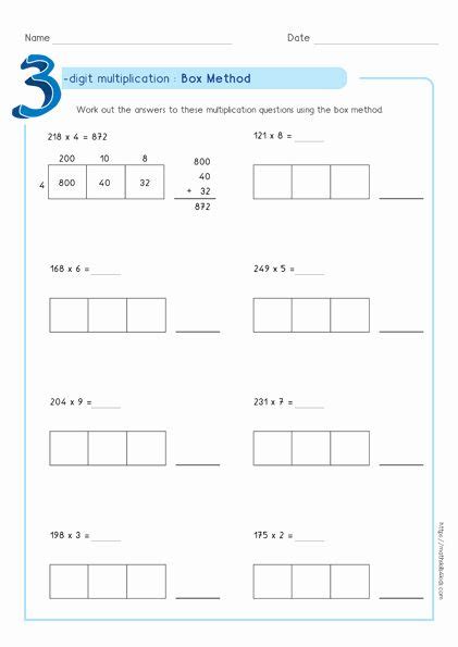 Image result for Box Method Multiplication 4th Grade